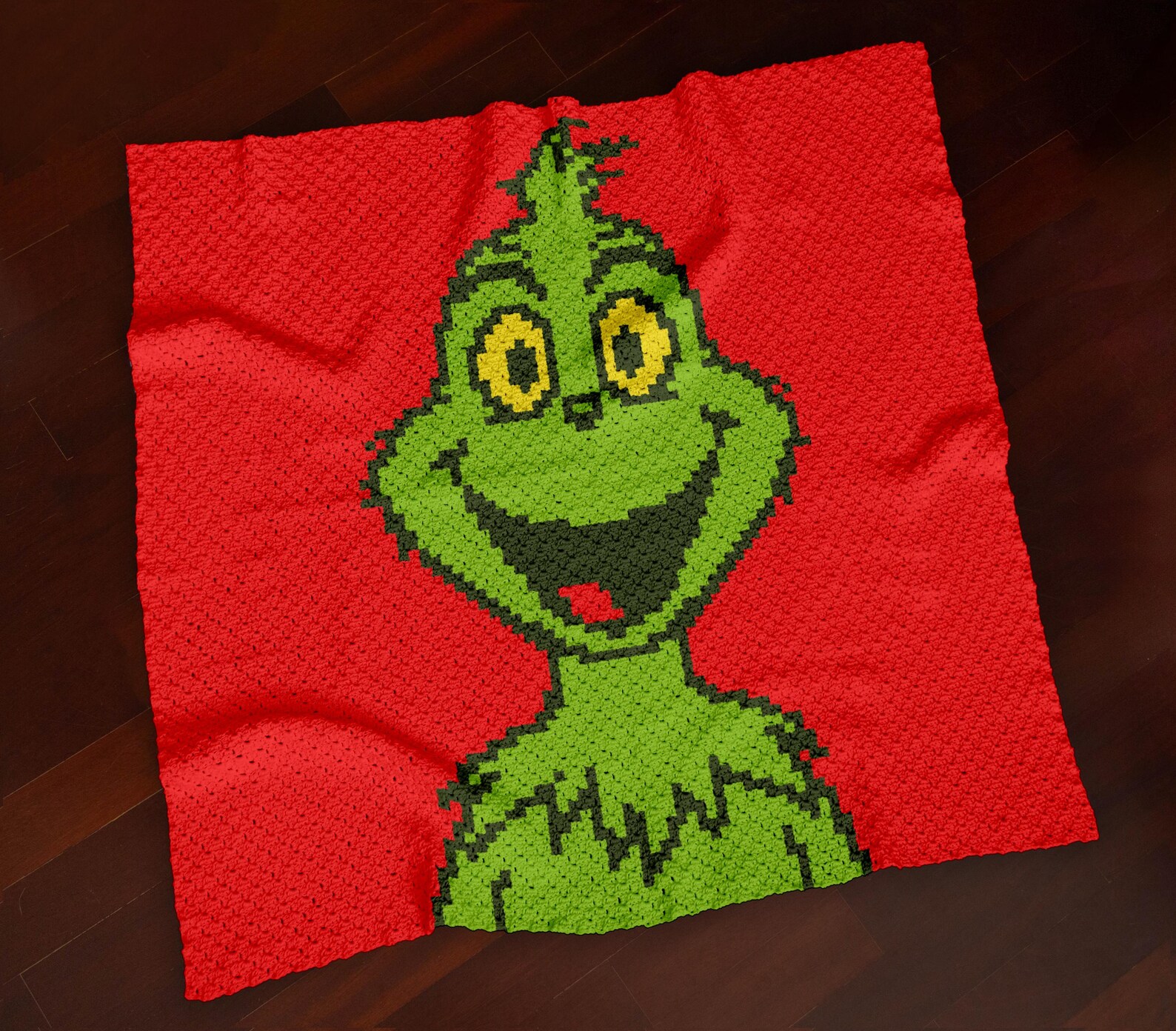 Happy Grinch C2C Crochet Blanket Pattern Pixel Graphghan Chart Corner ...