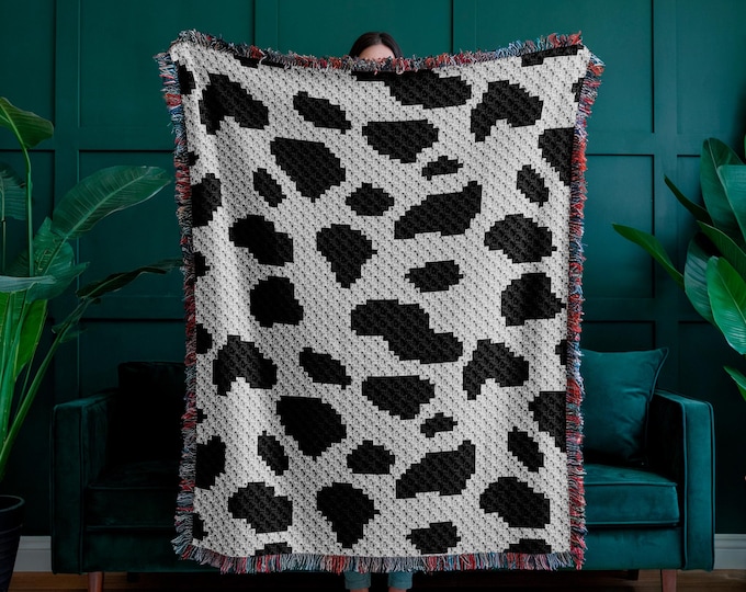 Cow Style Blanket C2C Crochet Pattern PDF – Farmhouse Graphghan Throw ...