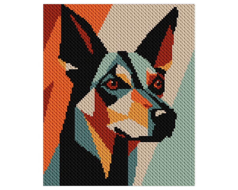 Doberman Pinscher C2C Crochet Blanket Pattern - Geometric Dog Portrait ...