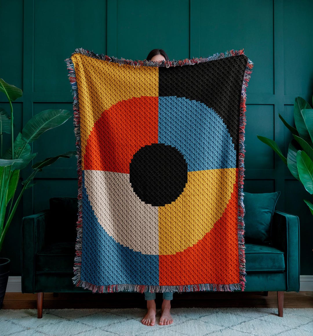 Bauhaus Circle C2C Crochet Pattern PDF – Geometric Modern Blanket – Corner to Corner Graphghan ...