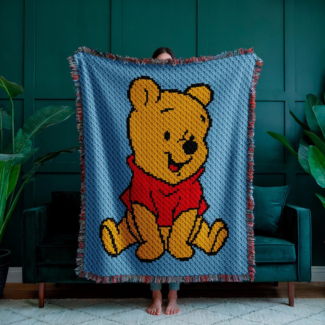 100 X 120 Squares Winnie the Pooh Toddler Blanket C2C Crochet Pattern ...