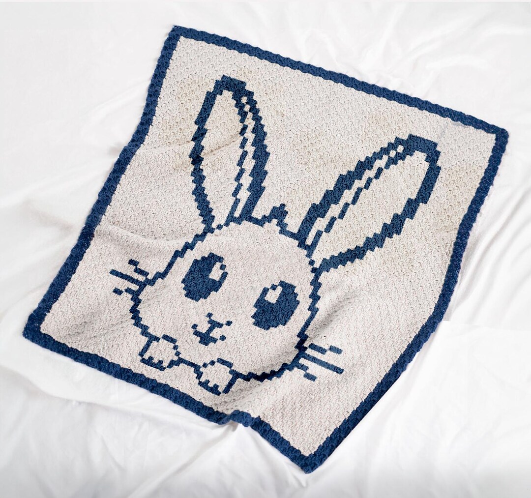 Bunny C2C Crochet Blanket Pattern – Square Baby Throw – Newborn Easter ...