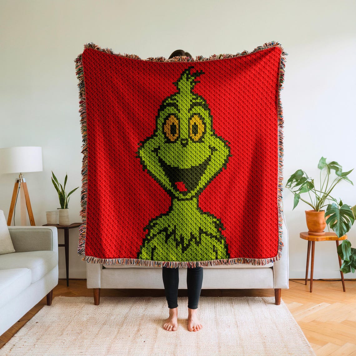 Happy Grinch C2C Crochet Blanket Pattern Pixel Graphghan Chart Corner ...