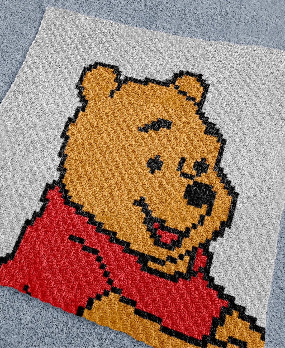 64 X 64 Blocks Winnie the Pooh C2C Crochet Blanket Pattern, Square Baby Throw, Pixel Afghan ...