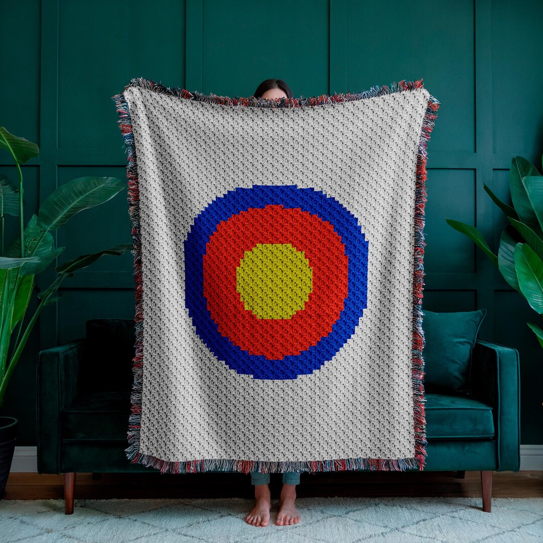 Circle Blanket C2C Crochet Pattern PDF – Modern Art Target Design – 90× ...