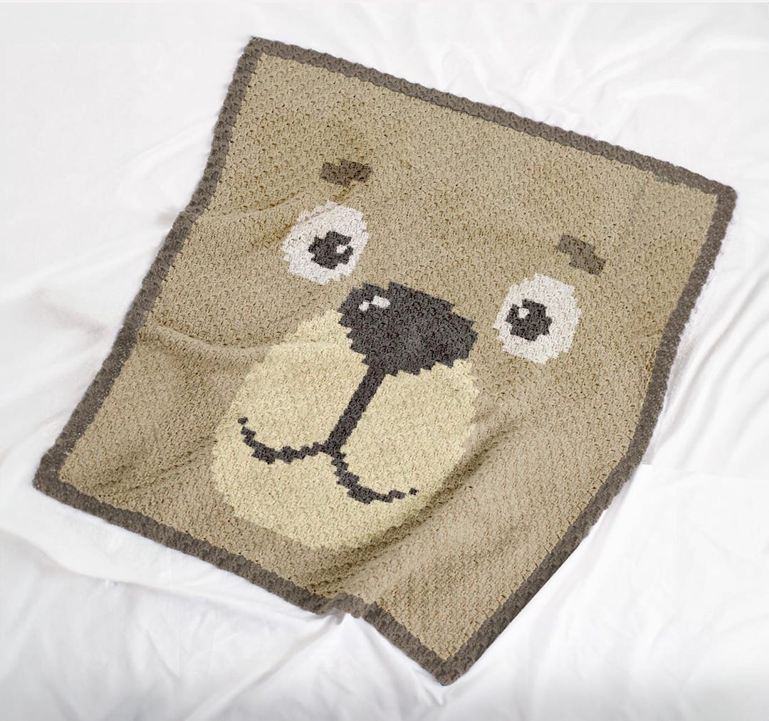 64 X 64 Blocks Teddy Bear C2C Crochet Blanket Pattern – Beige Brown ...