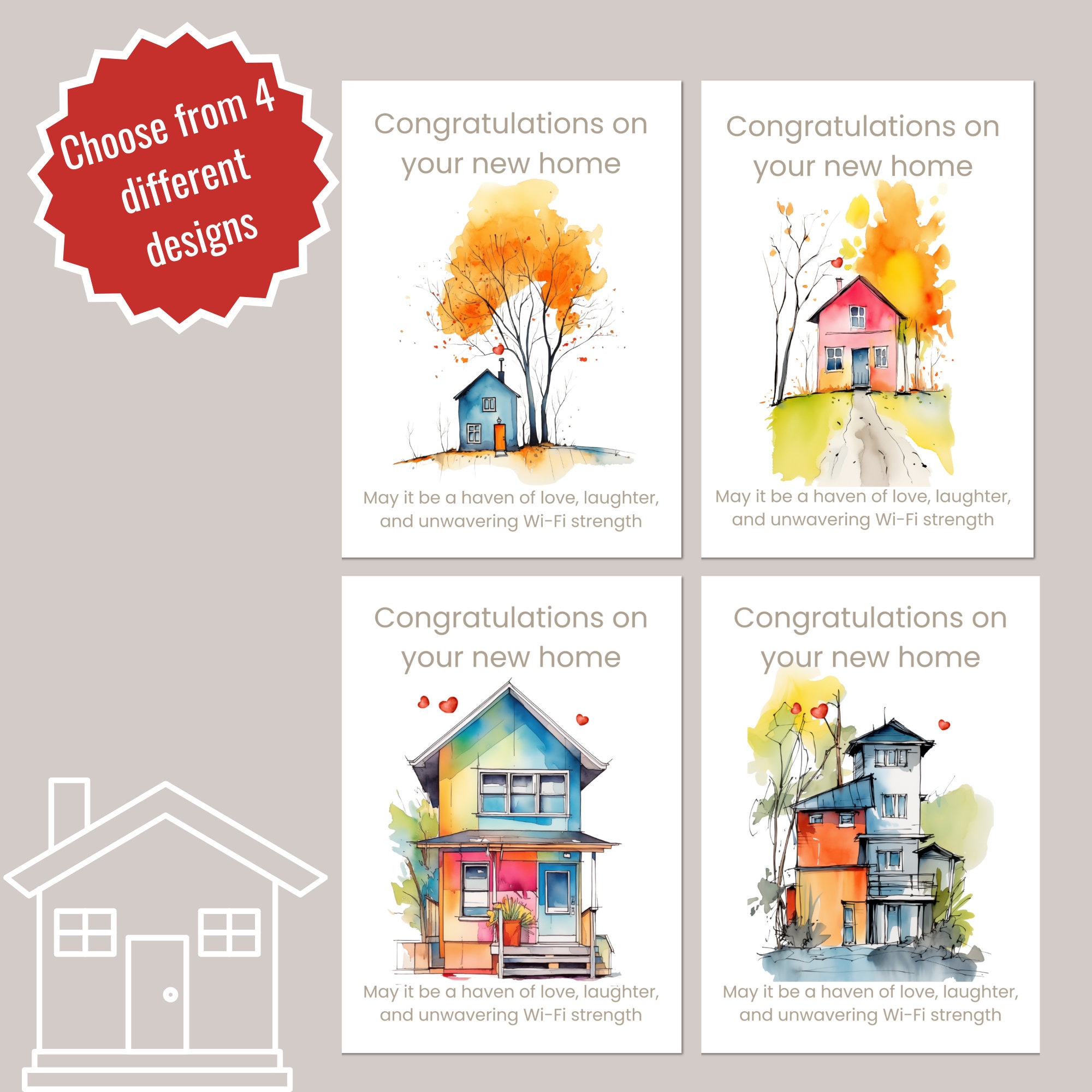 Personalised New Home Card for House Warming, Watercolour Card ...