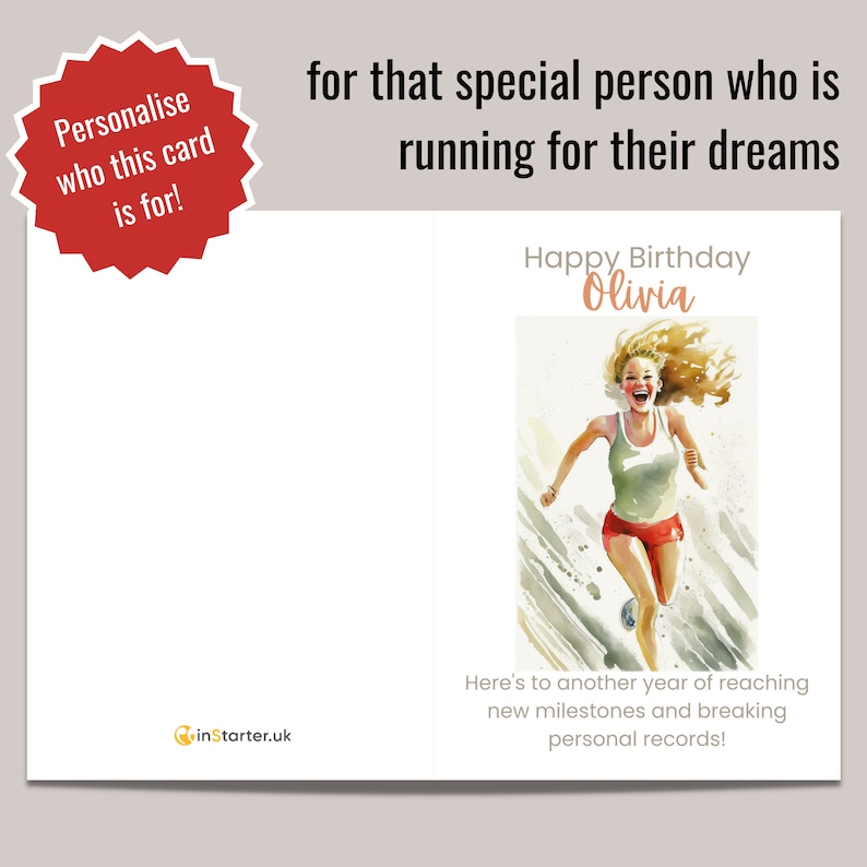 Personalised Runner Birthday Card for Female Runners and Women - Etsy