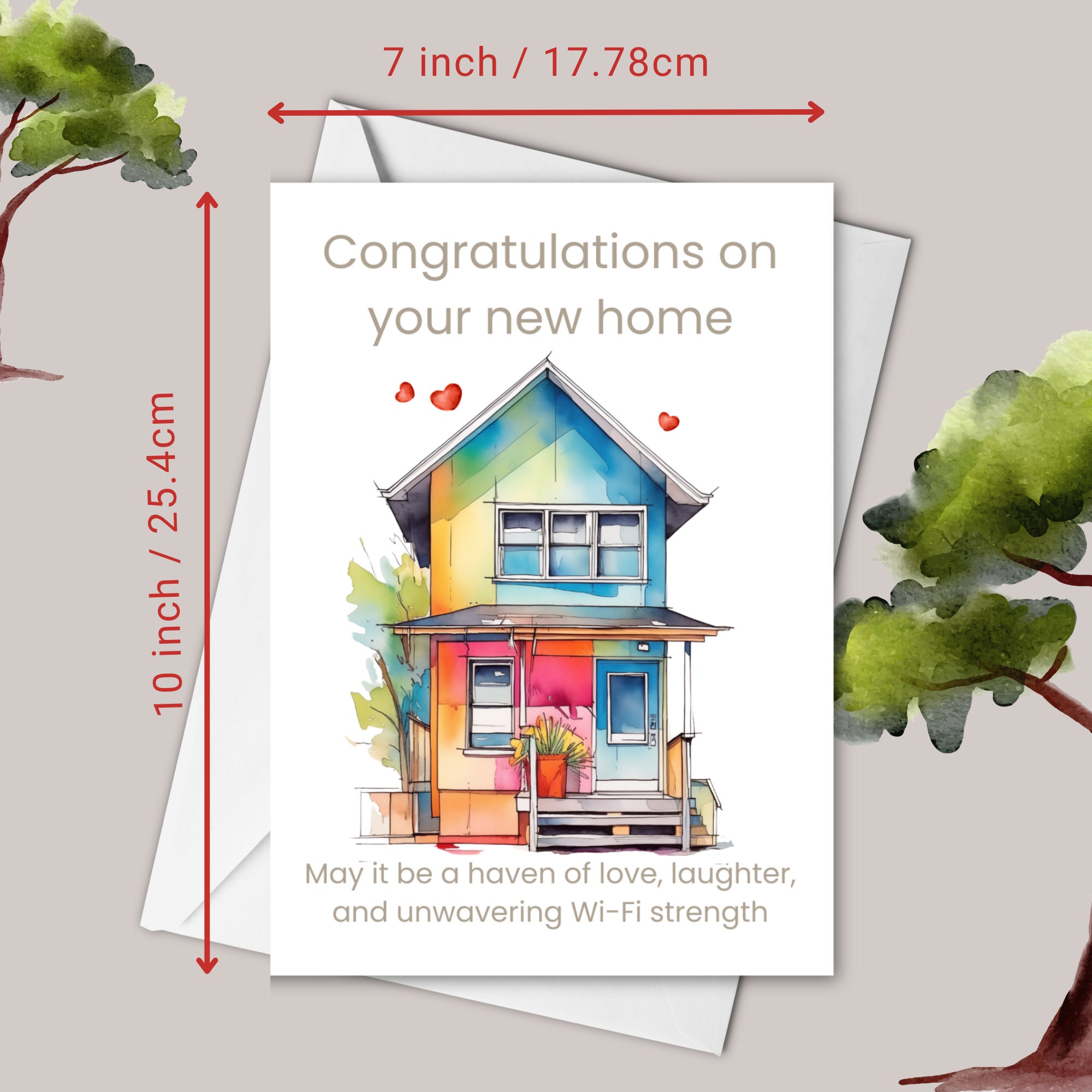 Personalised New Home Card for House Warming, Watercolour Card ...