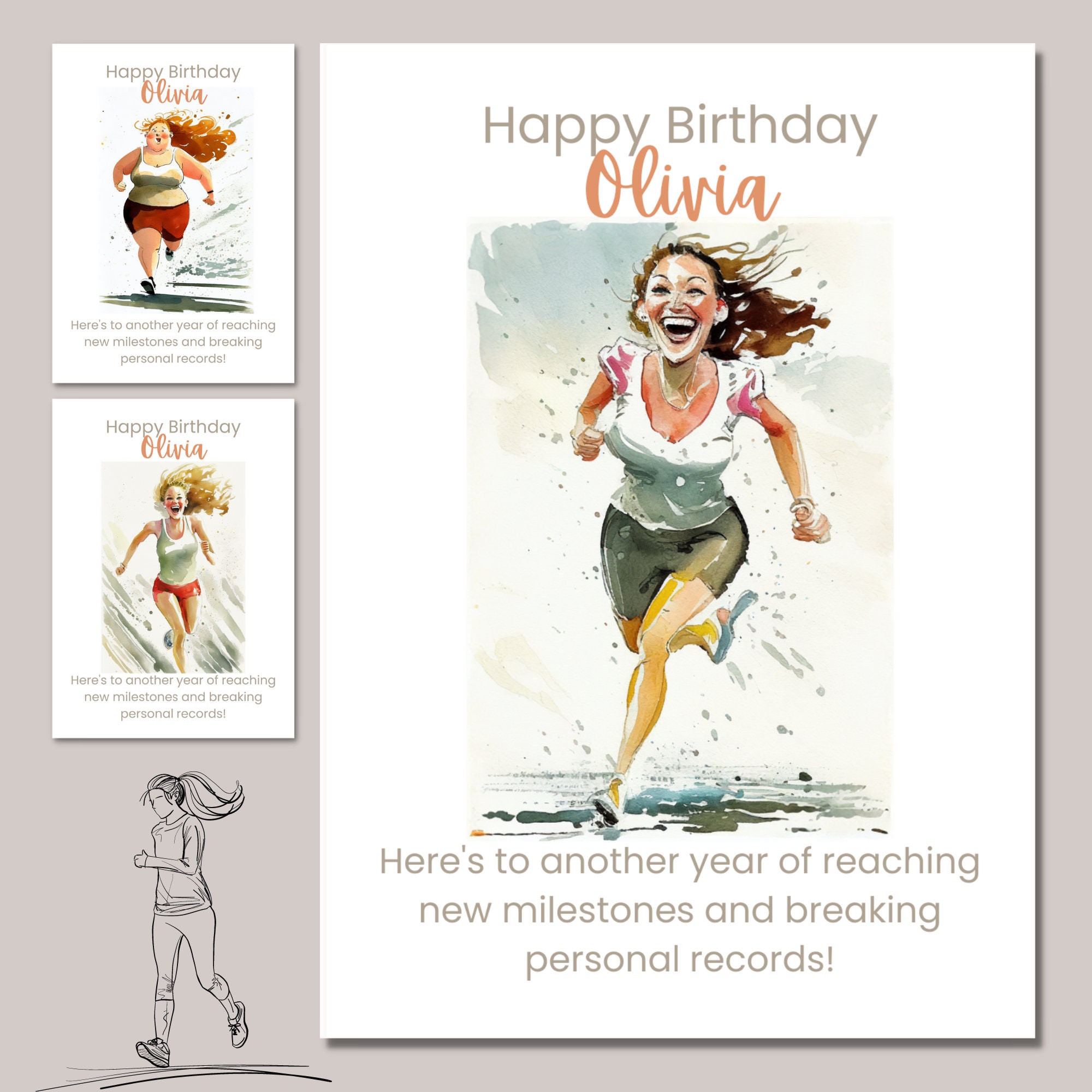 Personalised Runner Birthday Card for Female Runners and Women - Etsy