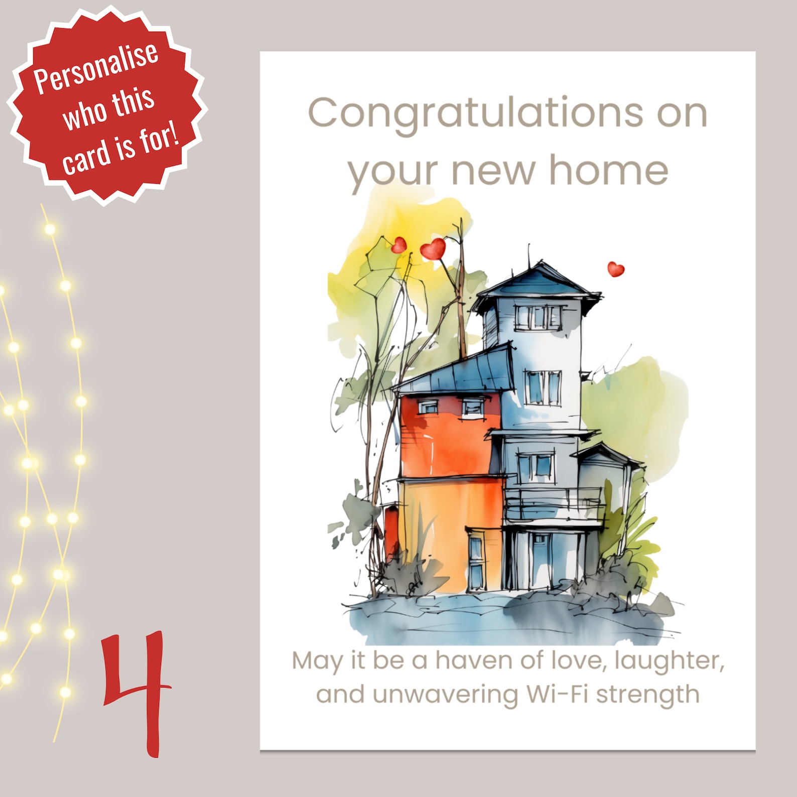 Personalised New Home Card for House Warming, Watercolour Card ...