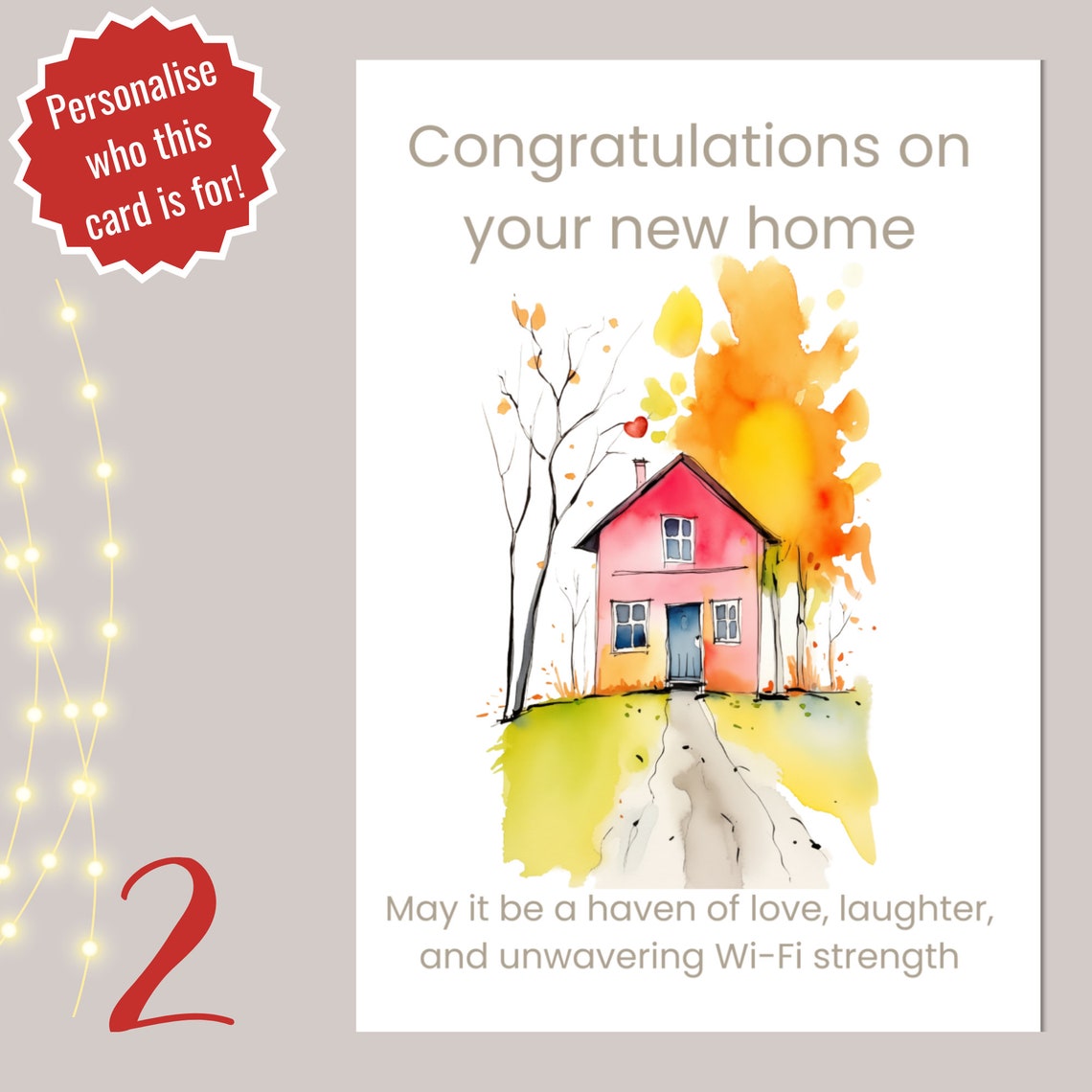 Personalised New Home Card for House Warming, Watercolour Card ...