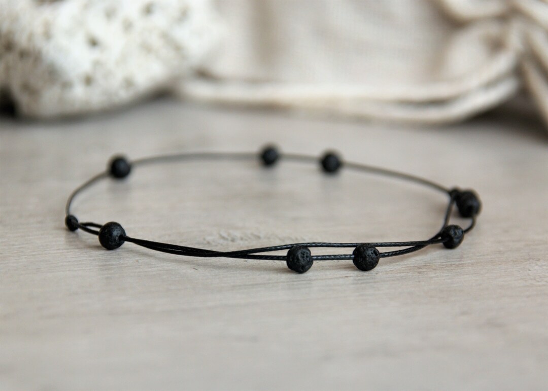Black Lava Stone Anklet: Minimalist Boho Beach Ankle Bracelet - Etsy