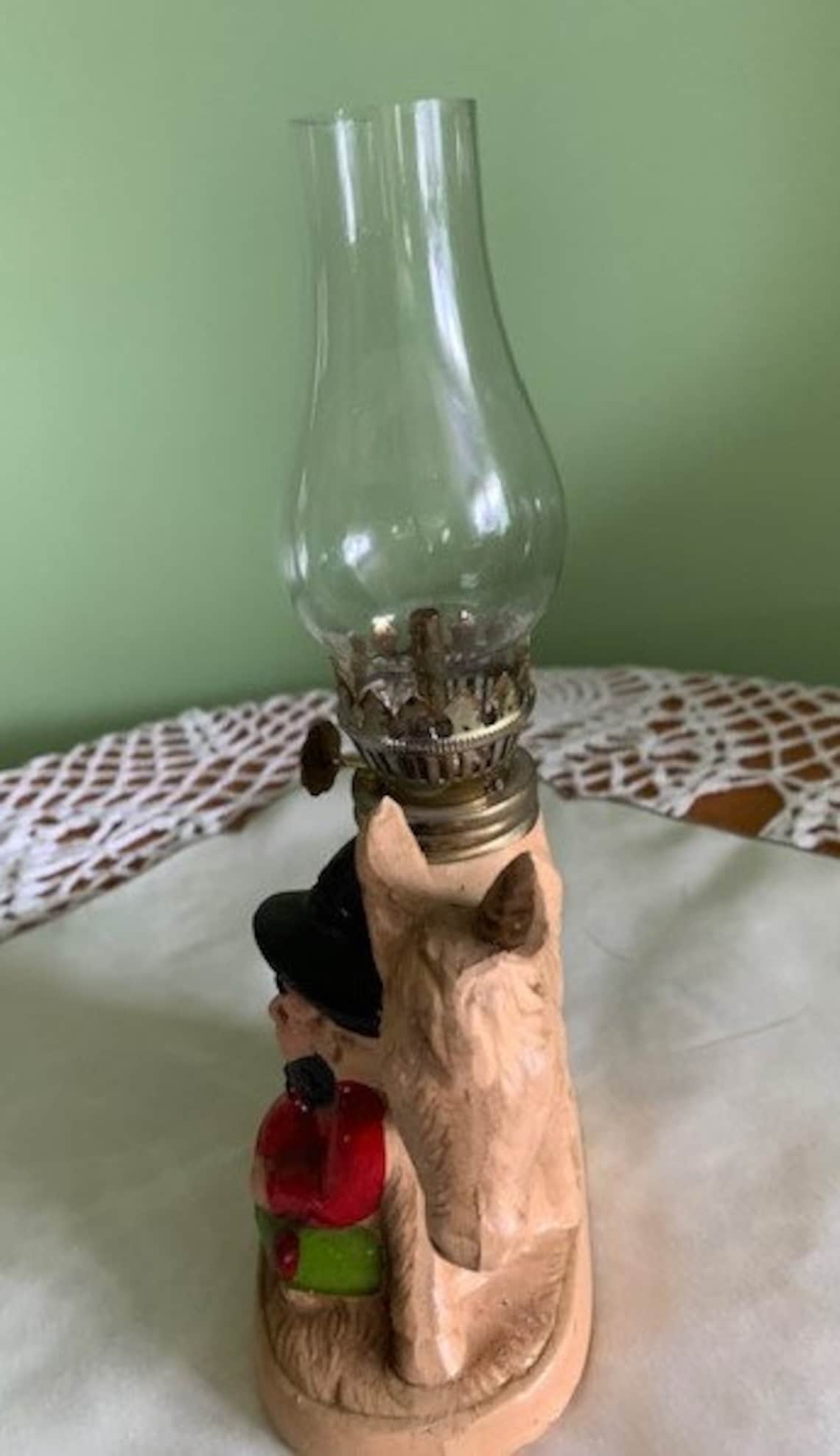 Vintage Miniature Oil Lamp With a Man Sitting Next to a Cute Donkey - Etsy
