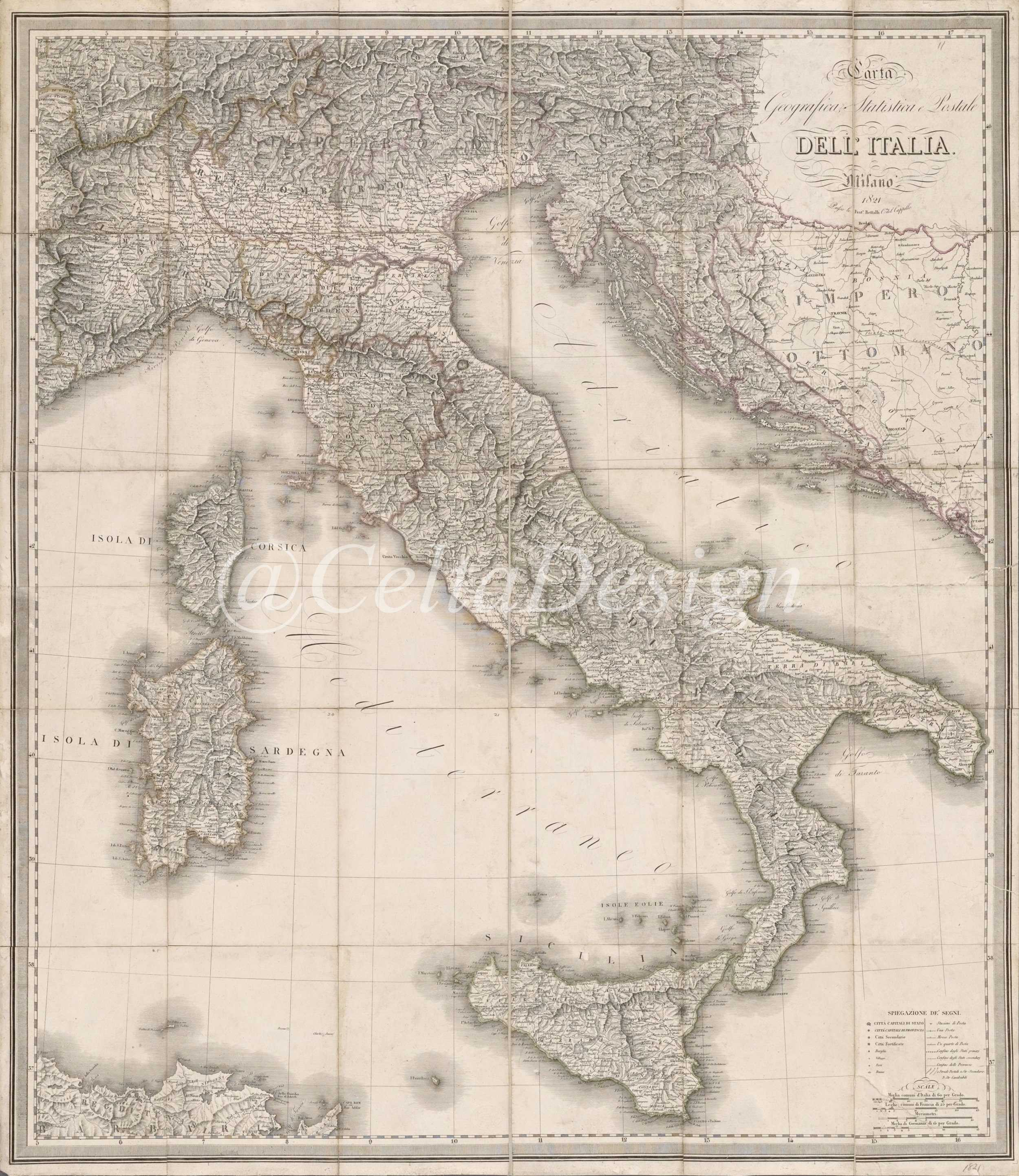 Old Italy Map Digital Download Map From 1821 - Etsy