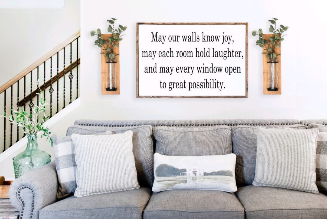 May Our Walls Know Joy Sign LARGE Farmhouse Sign Living Room Decor ...