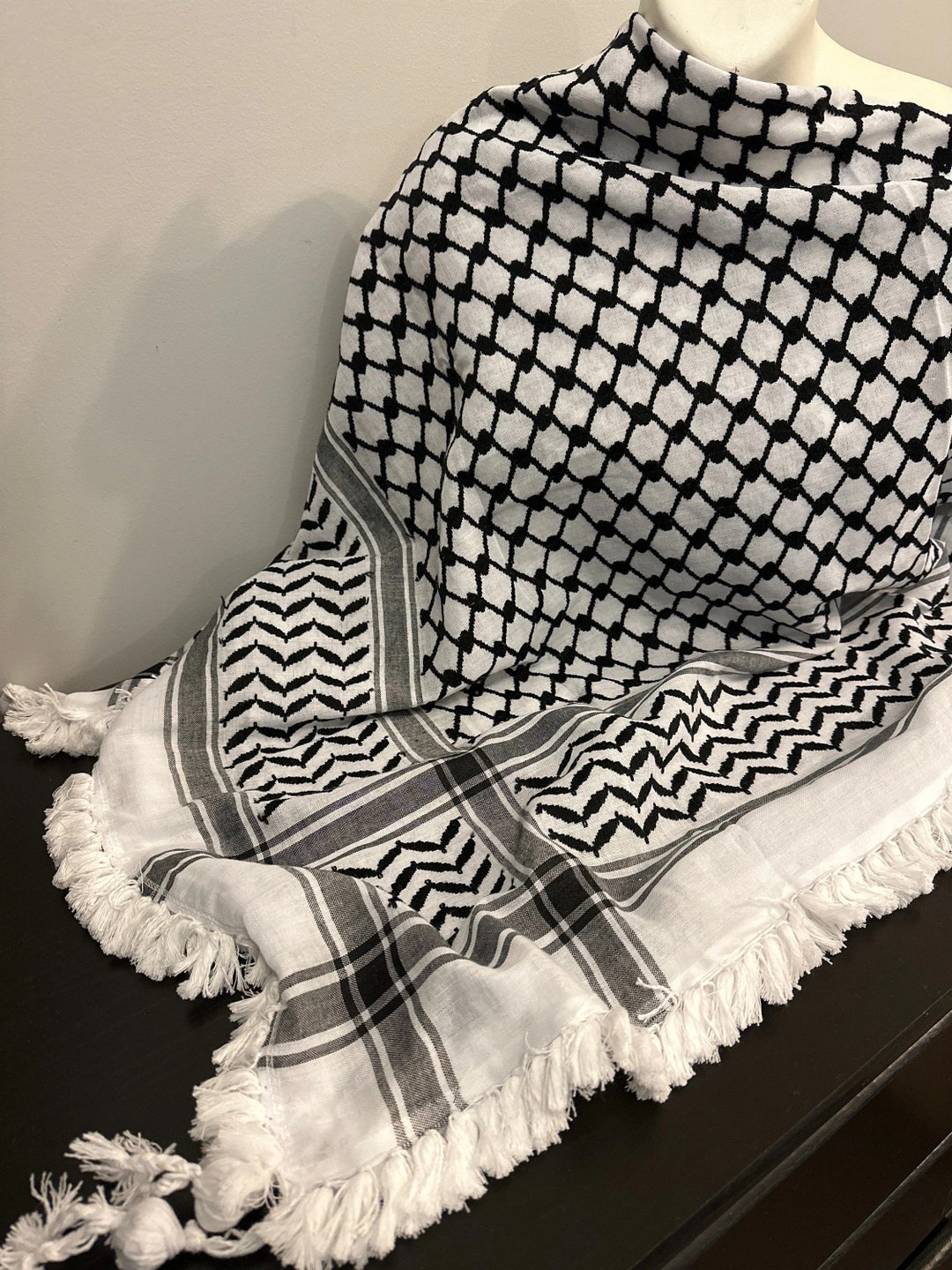Authentic Palestinian Keffiyeh Shemagh, High Quality Hadab Hand-tied by ...