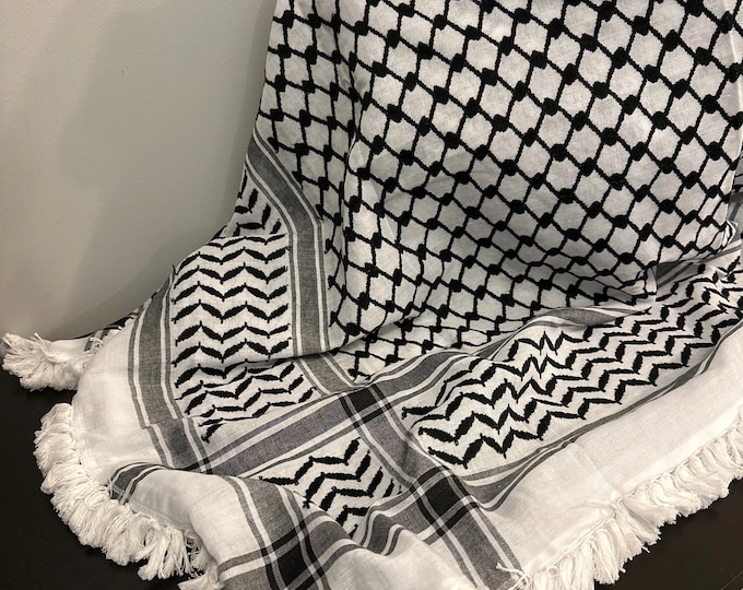 Authentic Palestinian Keffiyeh Shemagh, High Quality Hadab Hand-tied by ...