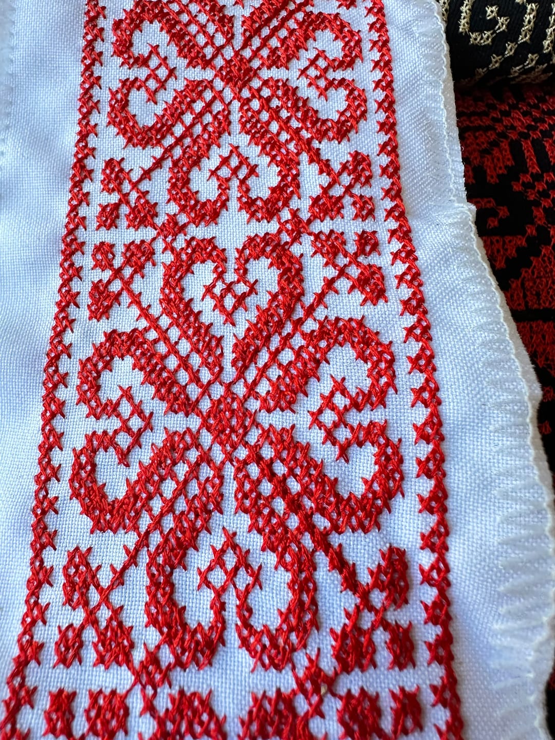 Red and White Authentic Jordanian/palestinian Tatreez Embroidery, Made ...