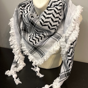 Authentic Palestinian Keffiyeh Shemagh, High Quality Hadab Hand-tied by ...