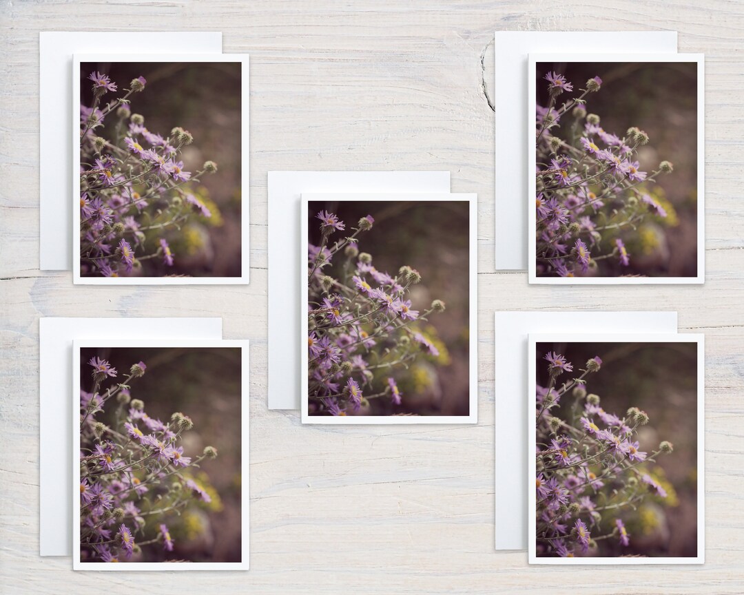 4x5 Set of Purple Flowers Cards Blank Cards for Mother's Day New Baby ...