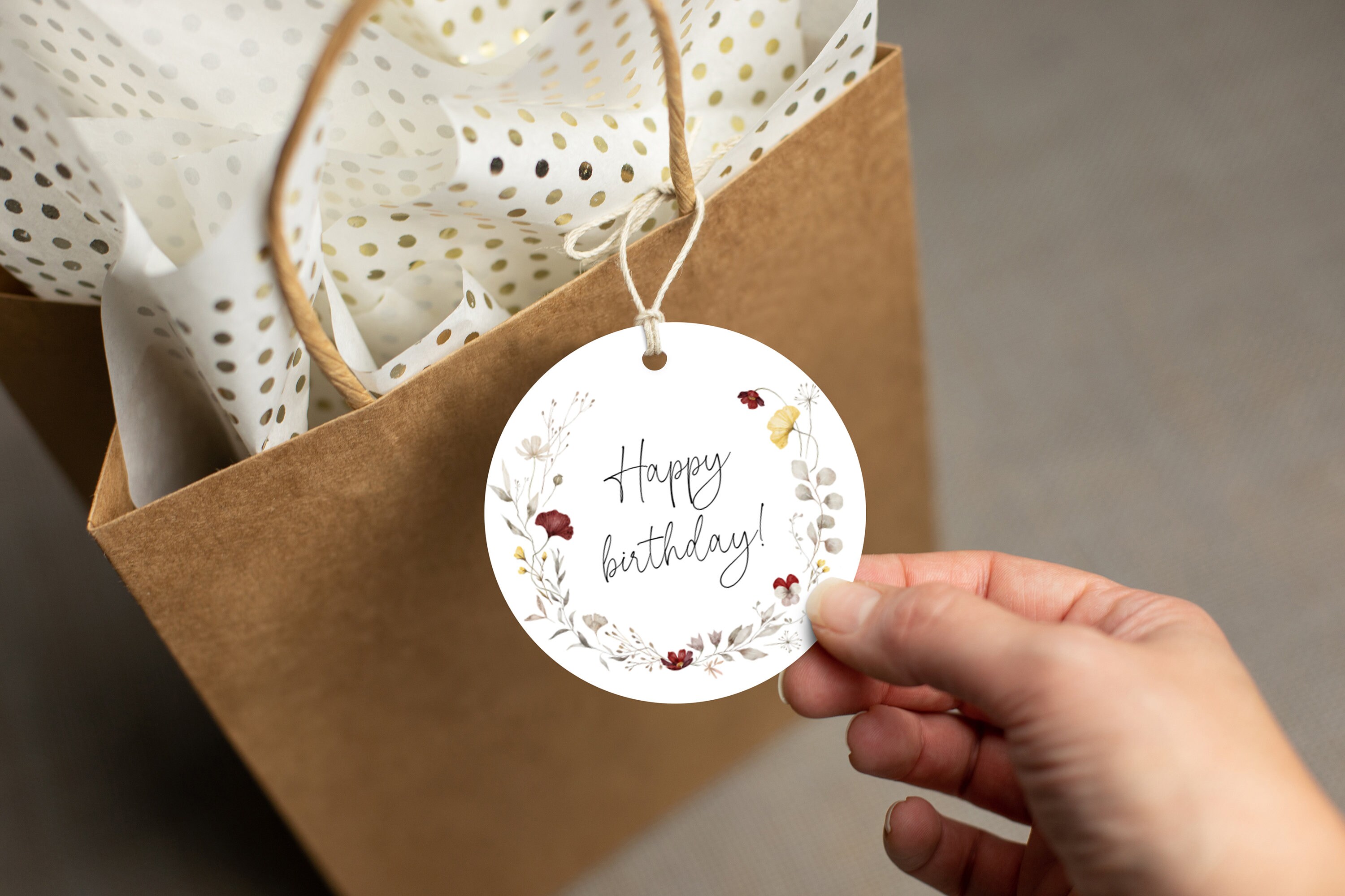 5 Set 6 Choices Round Minimalist Gift Tags W/ Twine Blank Back Large ...