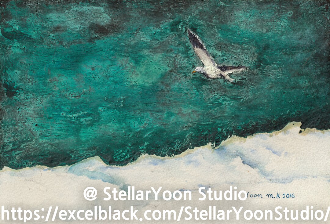 SEAGULL ART, FLYING Birds, Ocean Wall Art, Fantasy Original Water Color ...