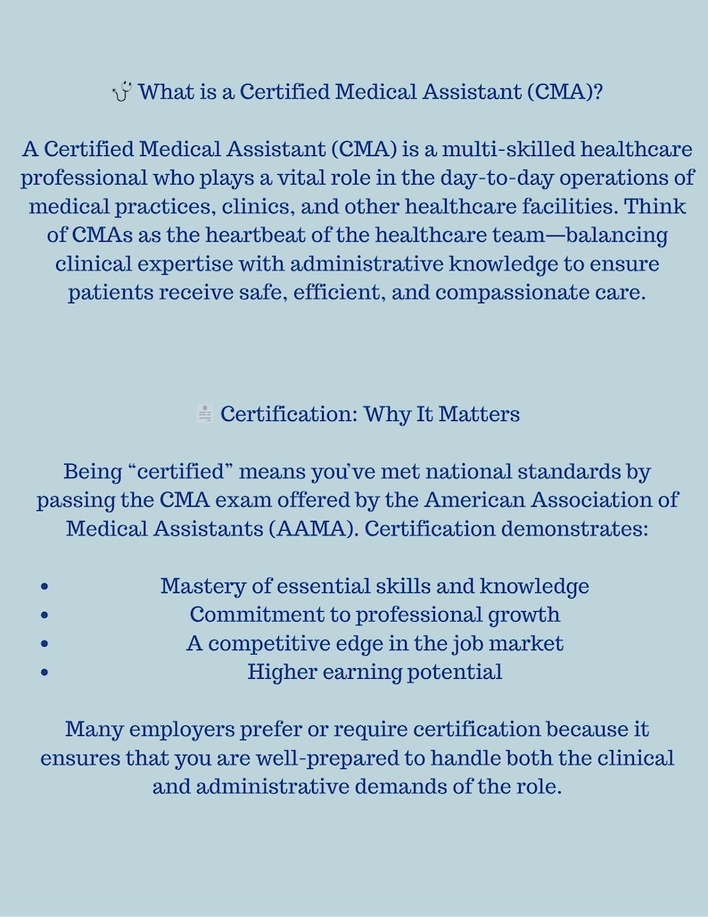 Certified Medical Assistant Exam Preparation Guide - Etsy