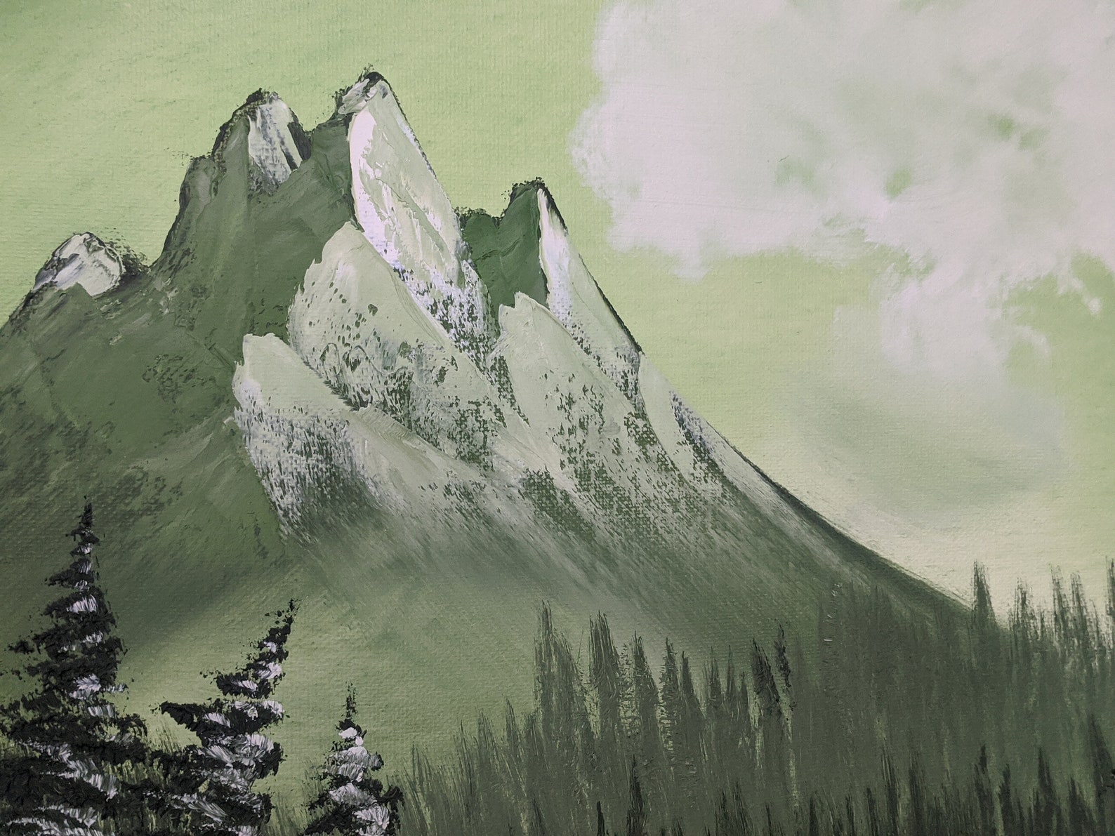 Shamrock Mountain Oil Painting Monochromatic Painting Green - Etsy