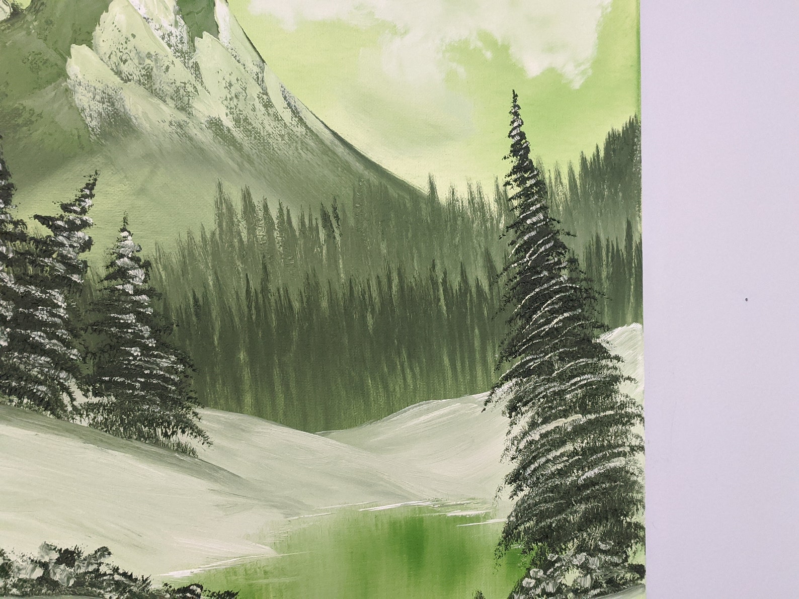 Shamrock Mountain Oil Painting Monochromatic Painting Green - Etsy