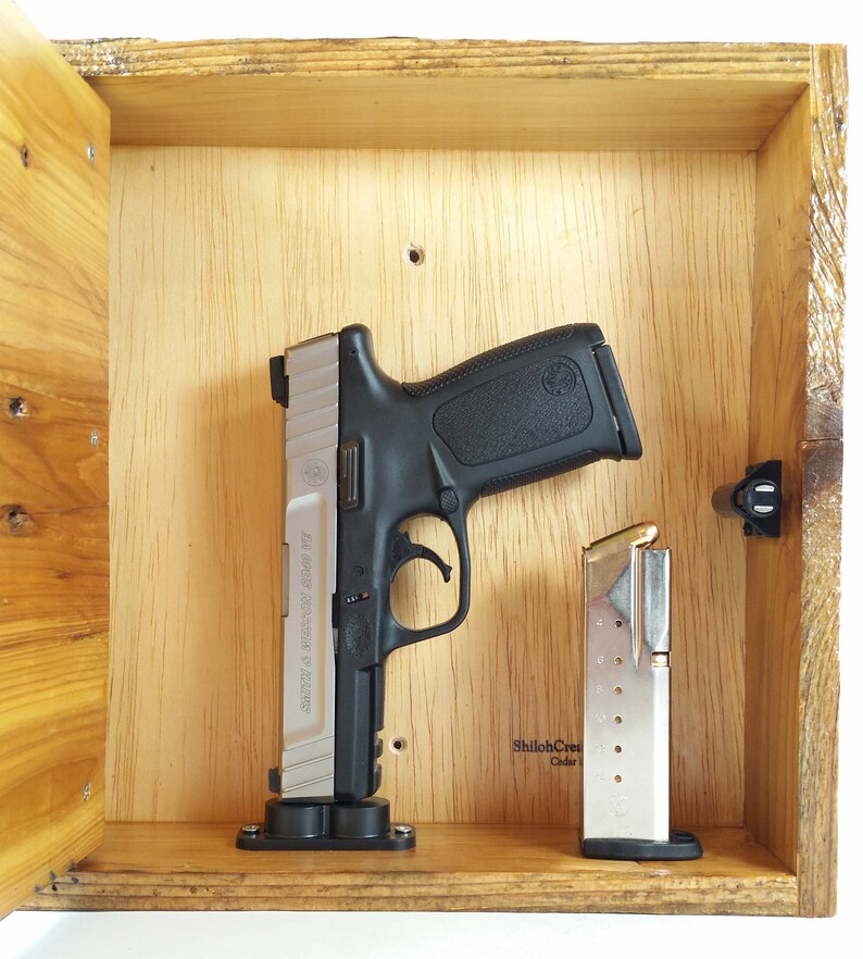 Hidden Gun Shadow Box Blue Paradise Reclaimed Wood Art | Etsy