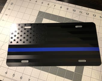 Thin blue line plate | Etsy