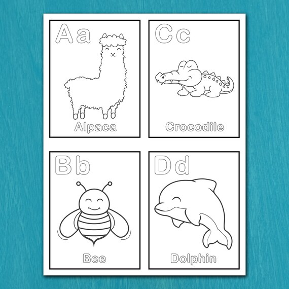 Drawing & Illustration Printable Animal ABC Coloring Flashcards Art ...