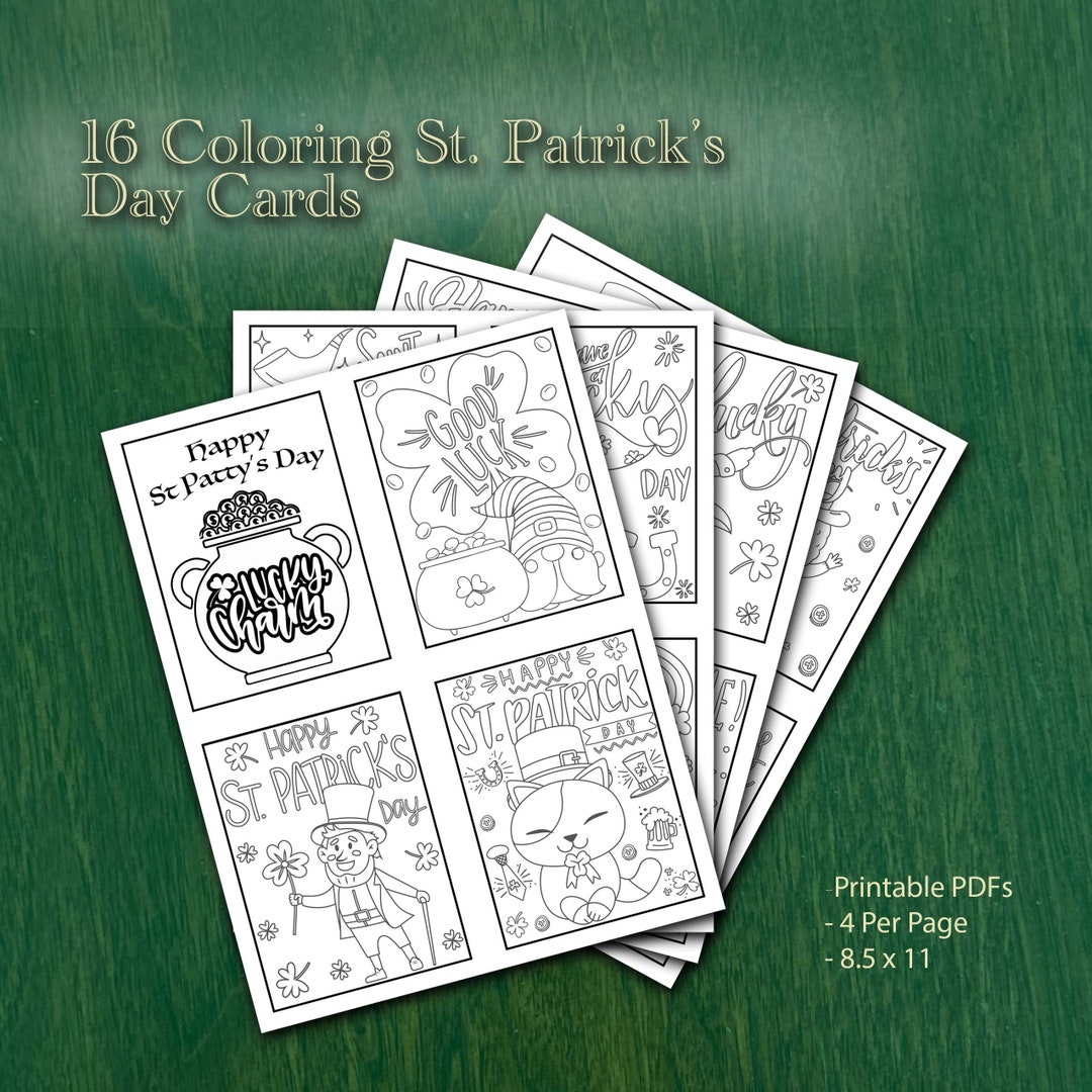 16 Printable Coloring St. Patrick's Day Cards - Etsy