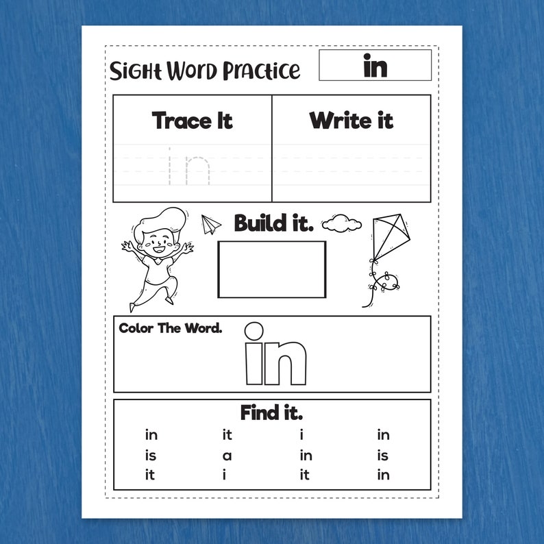 50 Sight Words Worksheet | Printable PDF - Etsy