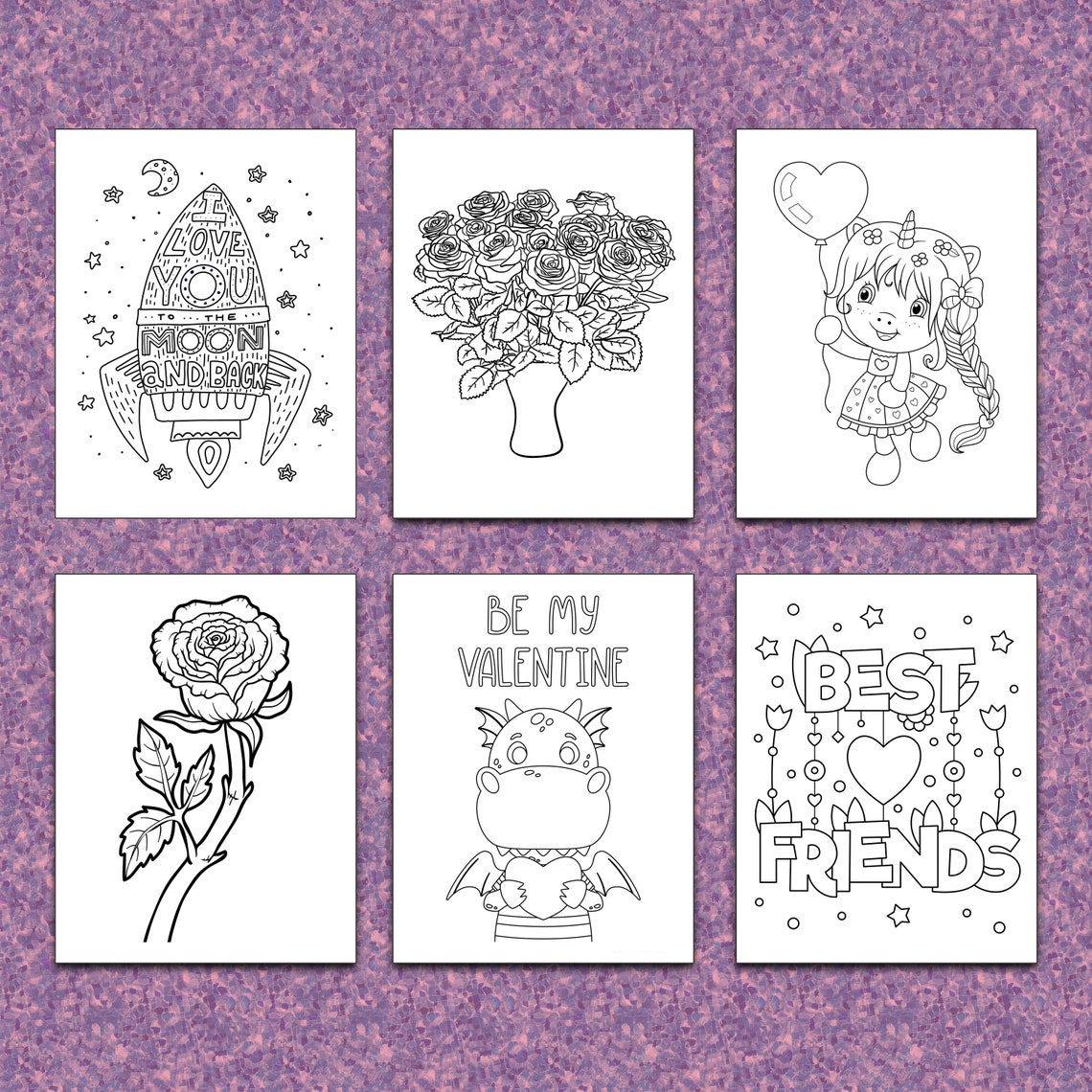 48 Printable Coloring Valentines Cards - Etsy