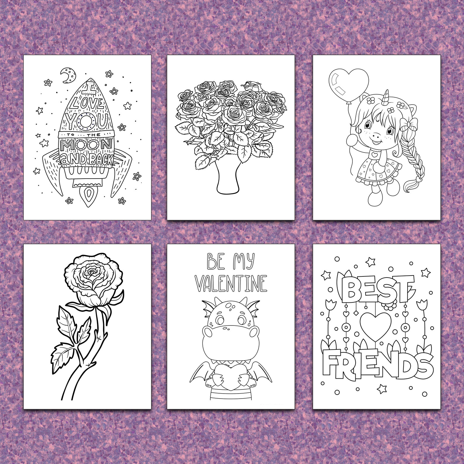 48 Printable Coloring Valentines Cards - Etsy