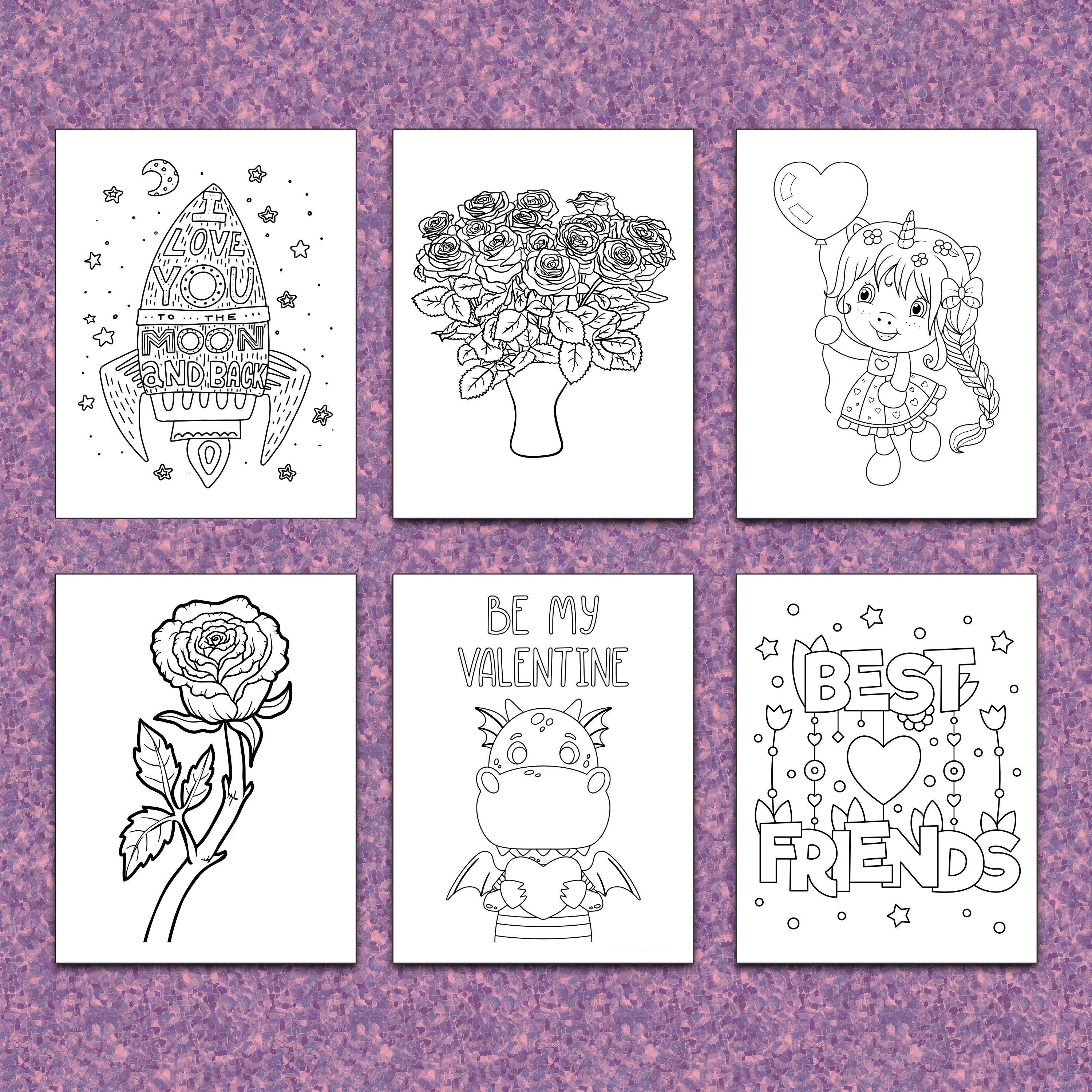 48 Printable Coloring Valentines Cards - Etsy