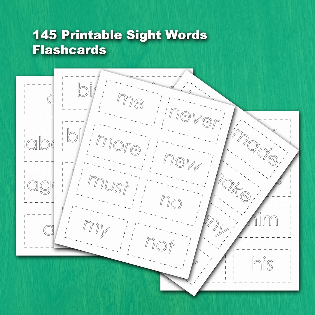 145 Sight Words Flashcards | Printable PDF - Etsy
