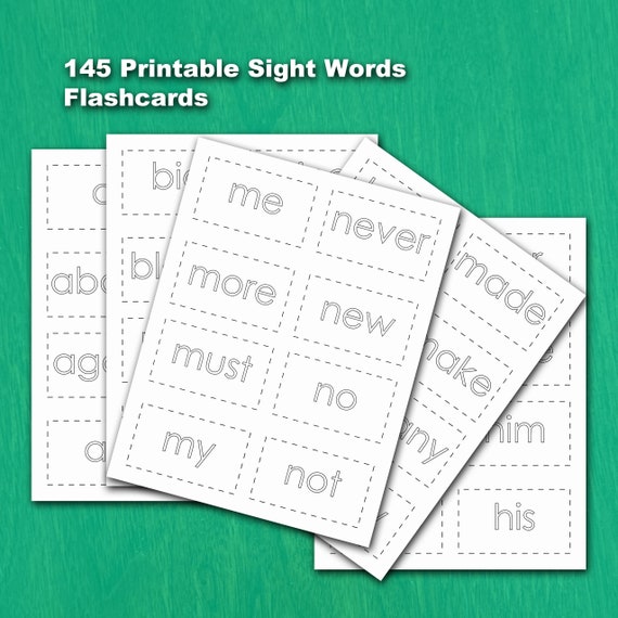 145 Sight Words Flashcards Printable PDF - Etsy