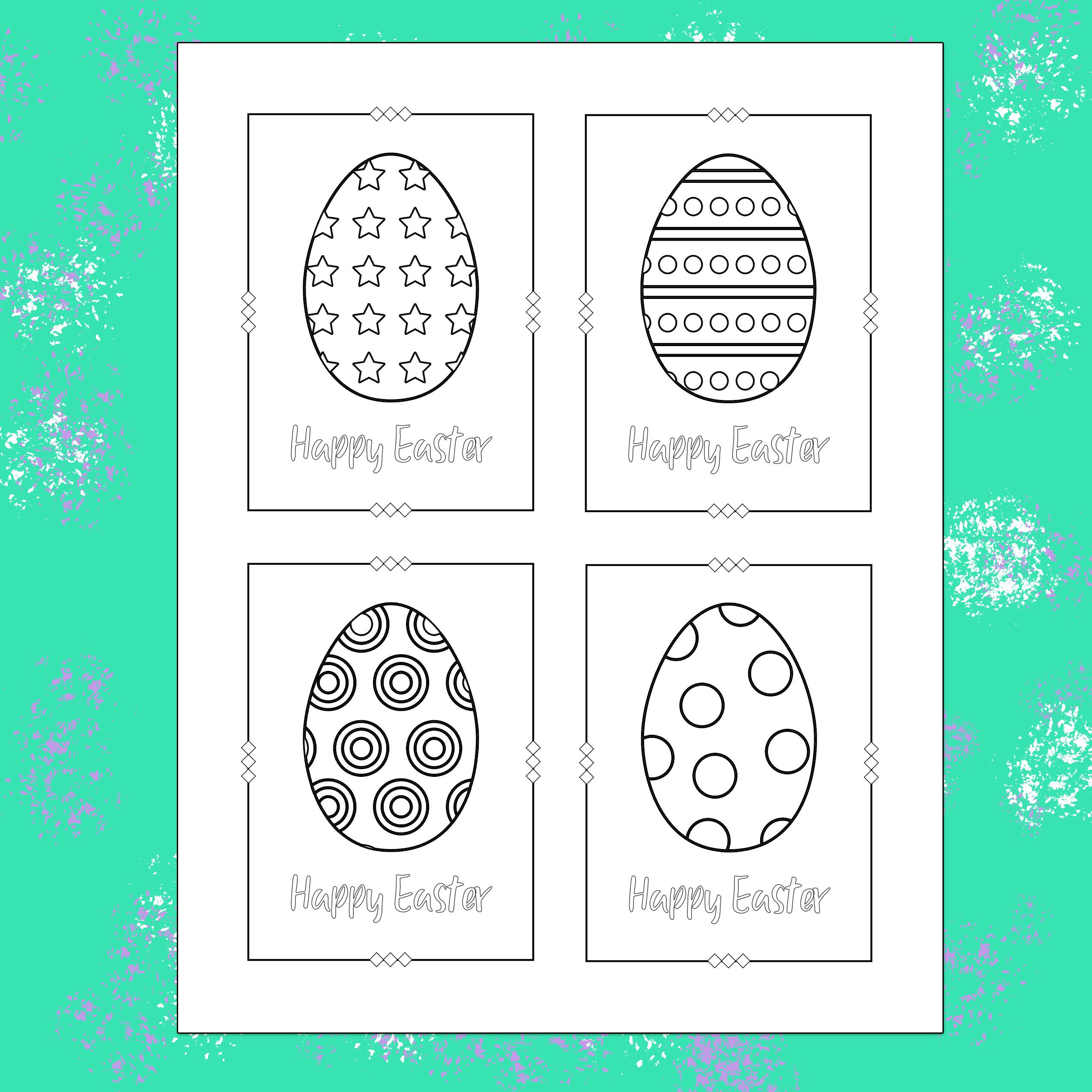 16 Printable Easter Egg Coloring Cards L Kid Easter Coloring Page - Etsy