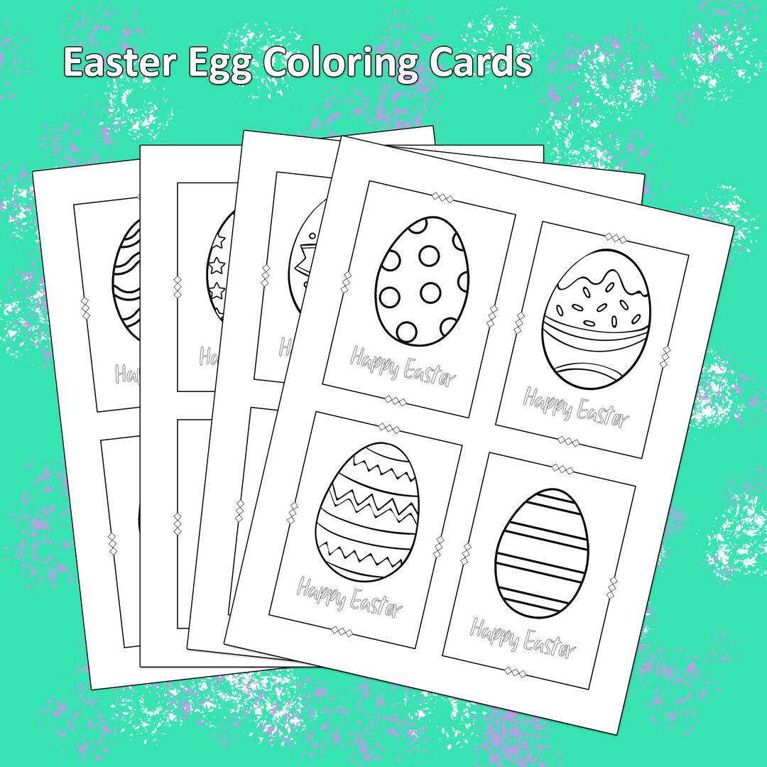 16 Printable Easter Egg Coloring Cards L Kid Easter Coloring Page - Etsy