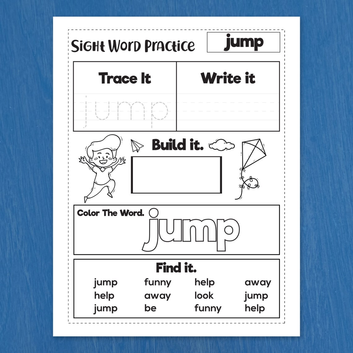 50 Sight Words Worksheet Printable PDF - Etsy