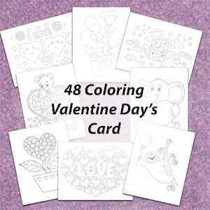 48 Printable Coloring Valentines Cards - Etsy