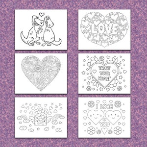 48 Printable Coloring Valentines Cards - Etsy