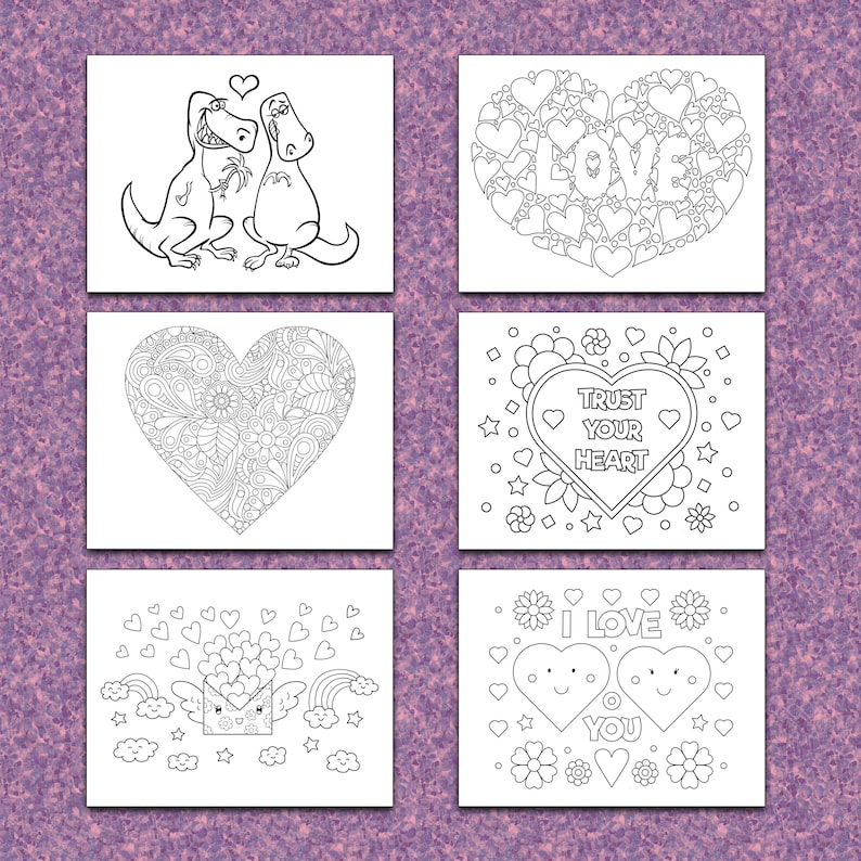 48 Printable Coloring Valentines Cards - Etsy