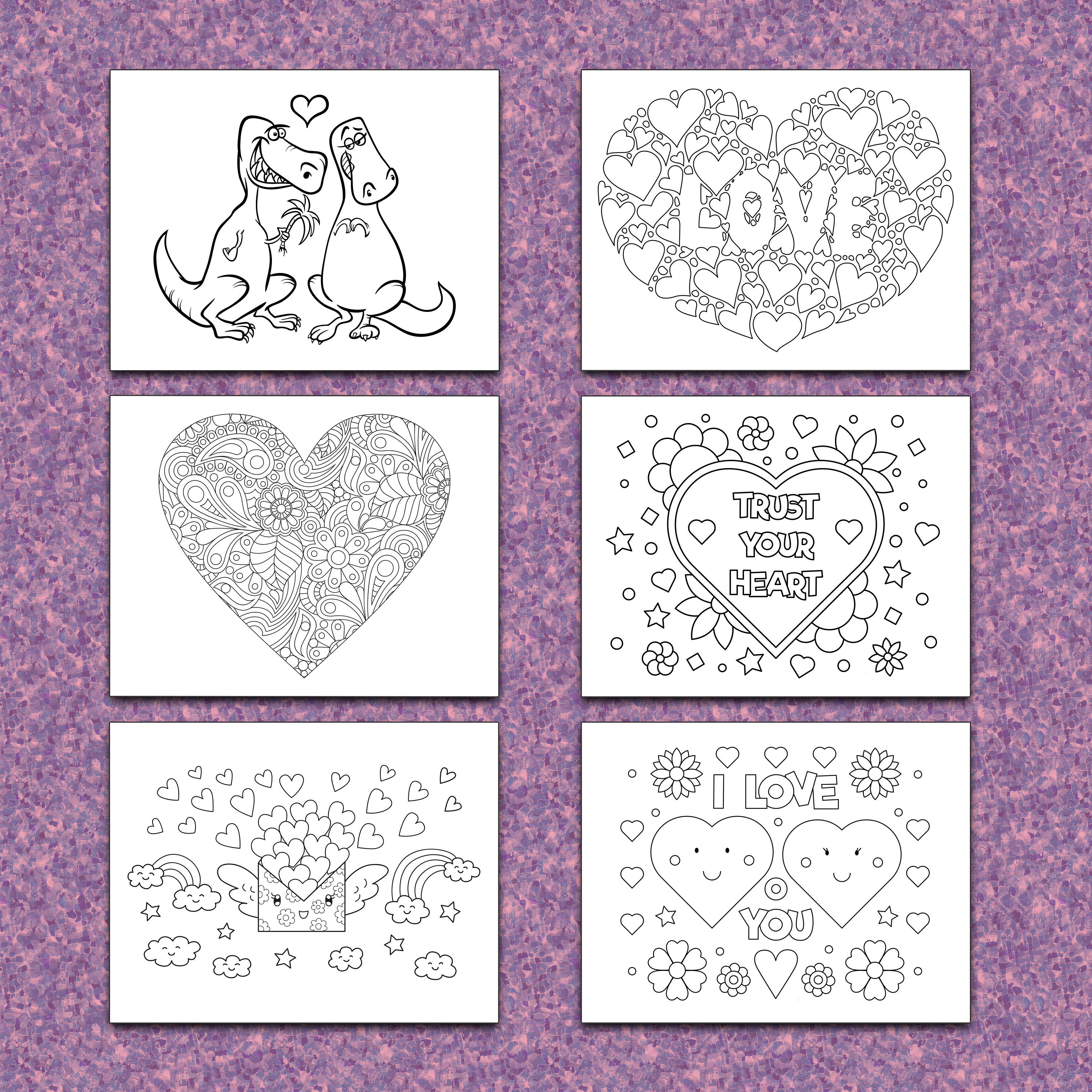 48 Printable Coloring Valentines Cards - Etsy