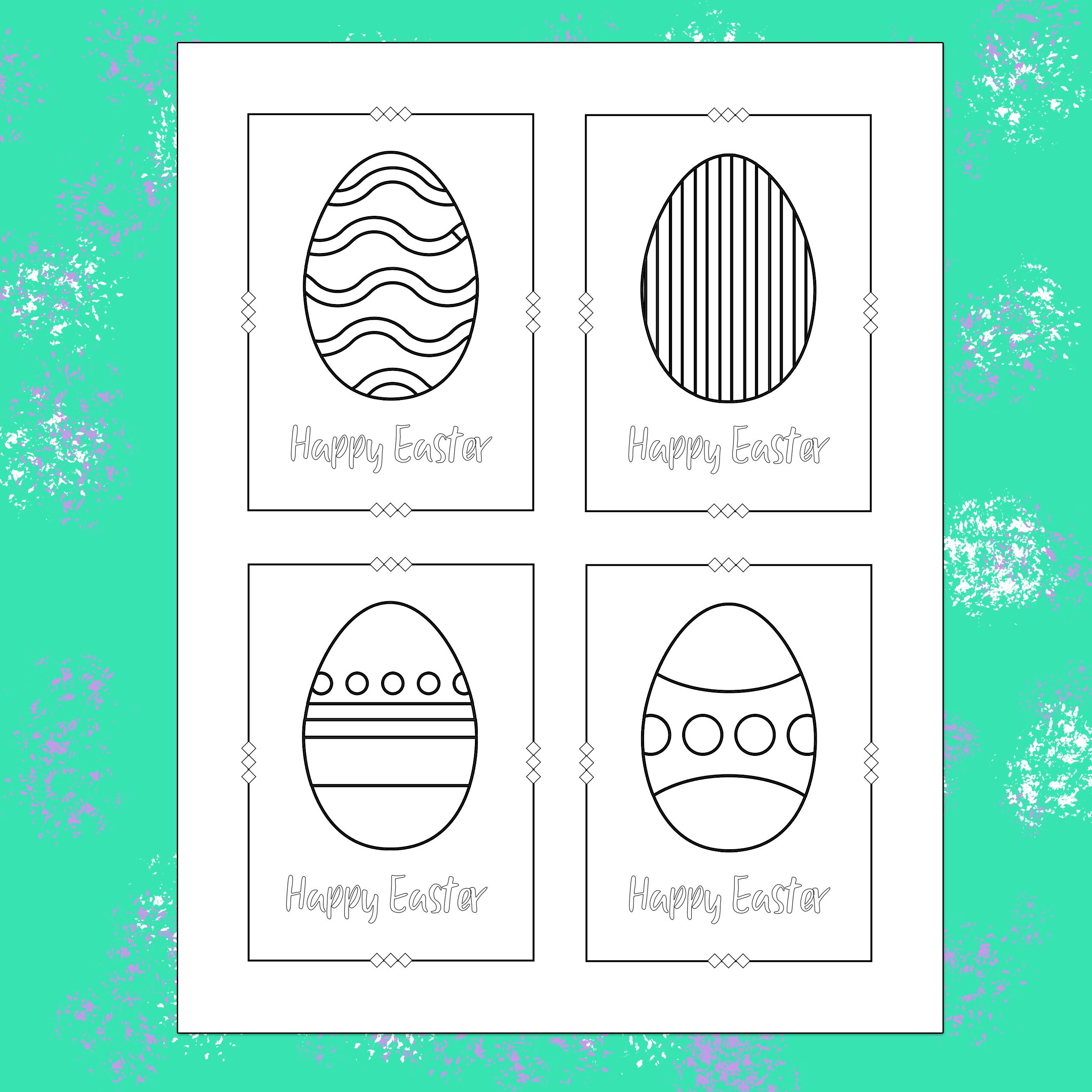 16 Printable Easter Egg Coloring Cards L Kid Easter Coloring Page - Etsy