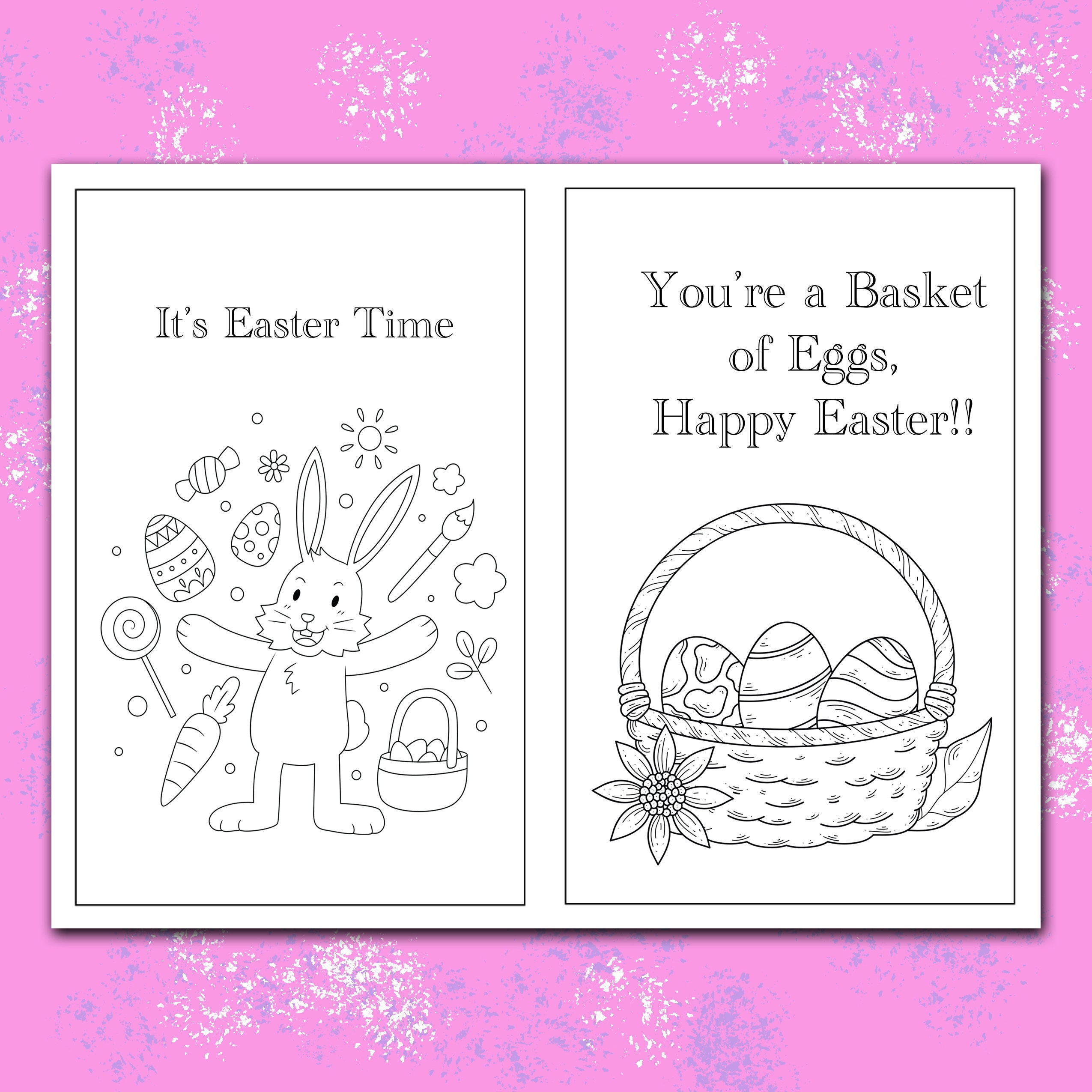 EASTER COLORING CARDS, Pdf Coloring Book Cards, Digital Downloadable ...