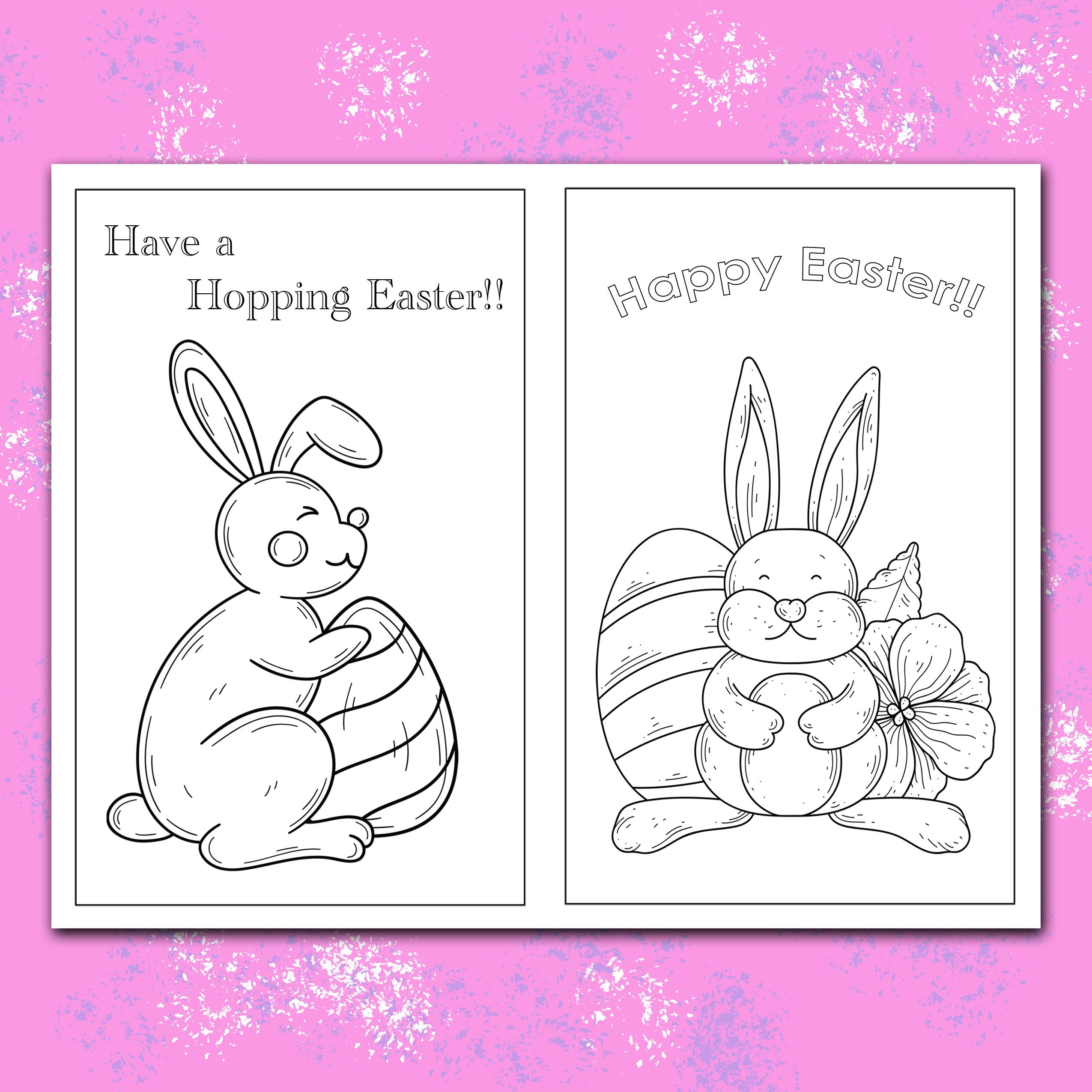 EASTER COLORING CARDS, Pdf Coloring Book Cards, Digital Downloadable ...